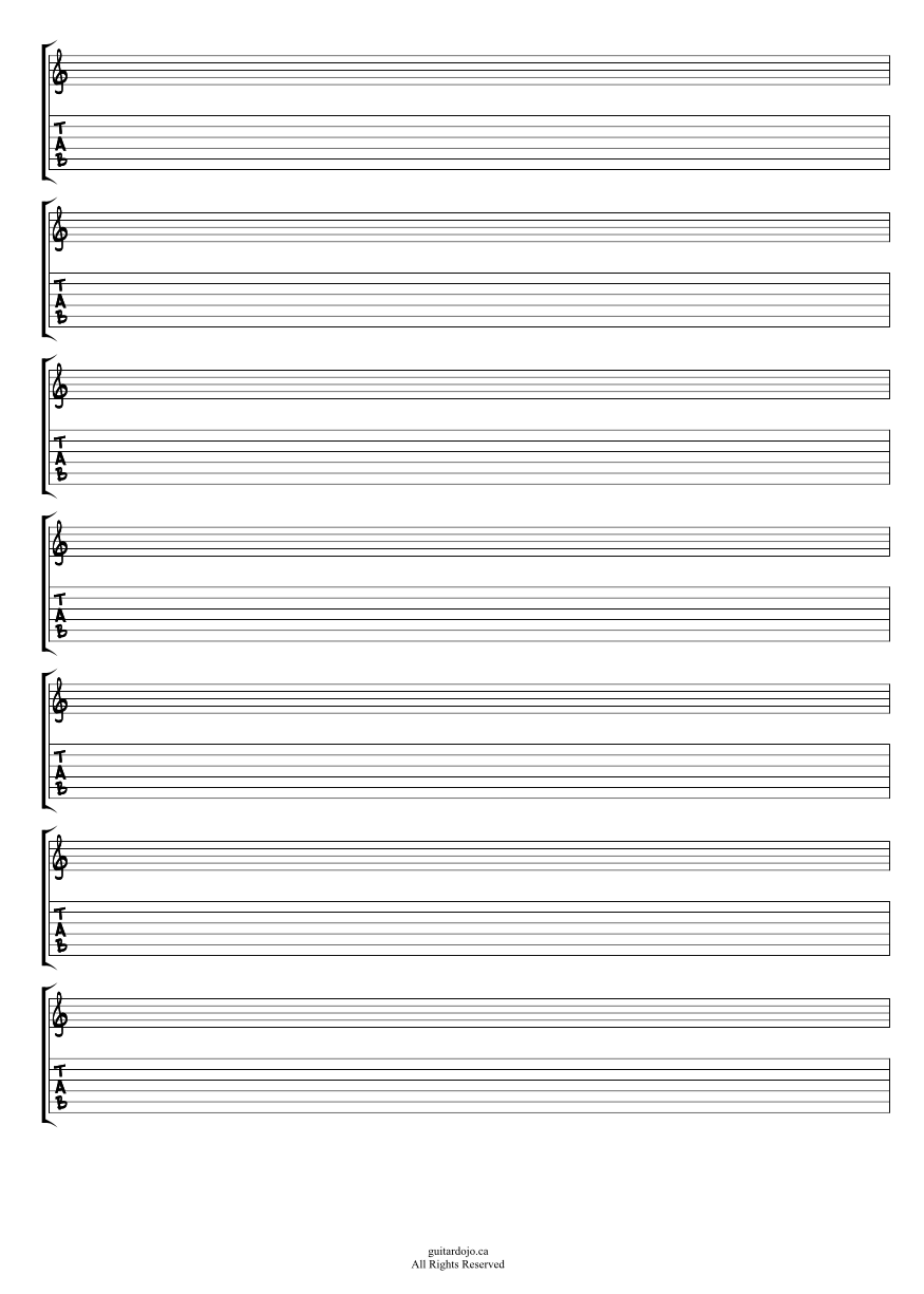 Blank 6 String Guitar Combination Notation/Tablature Paper – guitardojo